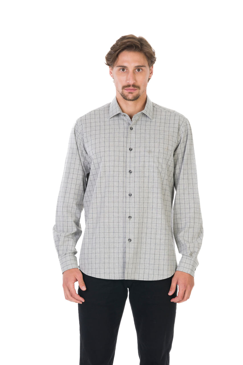 Camisa Social Manga Longa Com Colarinho Clássico Menor Regular - Fideli